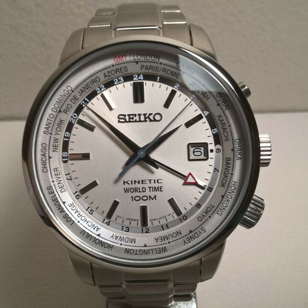Mint Seiko 5M85-0AF0 SUN067P1 Kinetic GMT Word Time Watch; Full Set ...