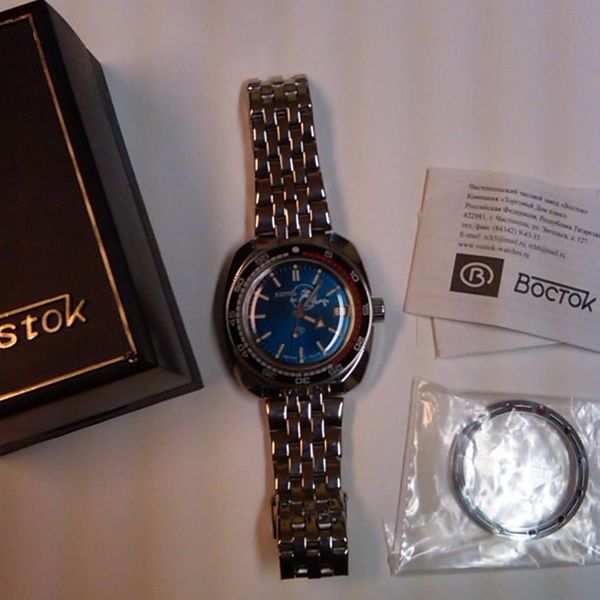 SOLD: Vostok Amphibia Ministry Case w/Murphy Bezel Mod - Blue Dial ...