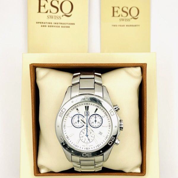 Menâ s Chronograph ESQ by Movado Swiss Made 42mm With Box + Manual ...