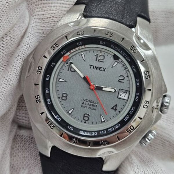 Rare Timex Tachymeter Analog Alarm Indiglo Quartz Men's Watch New ...