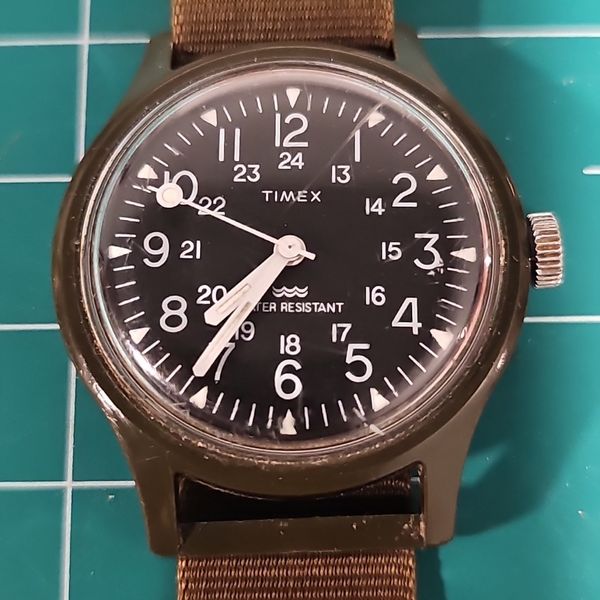 1990s TIMEX CAMPER Military Style Black 24HR Dial 35mm Watch Works | WatchCharts Marketplace