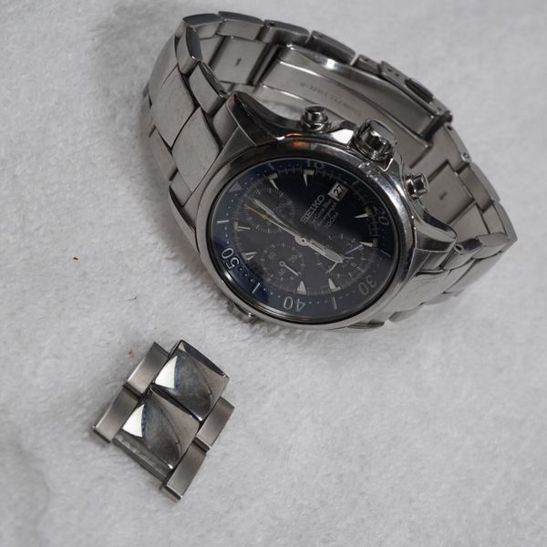 Seiko the great blue watch 7T62 100m 40mm sapphire internal rotating ...