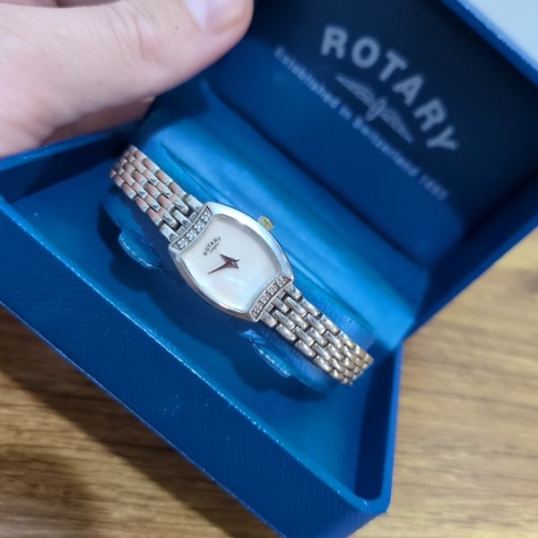 Stunning Rotary Ladies Watch Sterling Silver & Mother Of Pearl W/Box ...