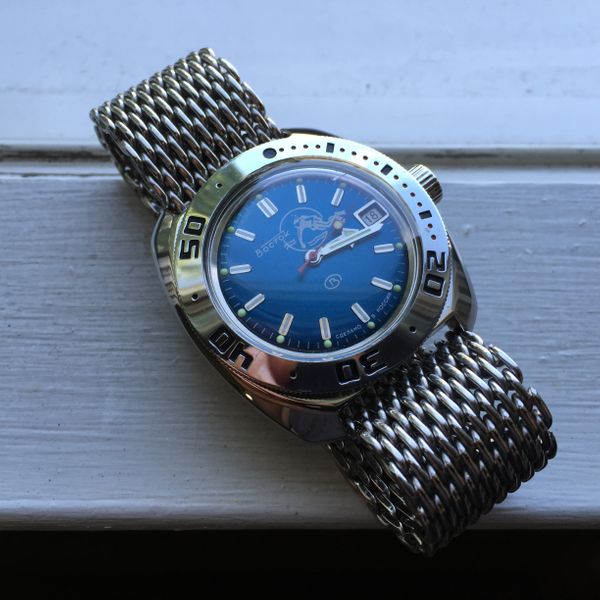 FS: Vostok Amphibia Scuba Dude Blue on Mesh - SOLD | WatchCharts ...