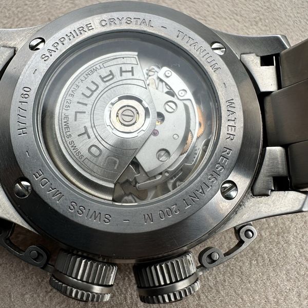 Rare Hamilton Khaki Navy Frogman Chronograph Titanium H777160 Auto mens ...