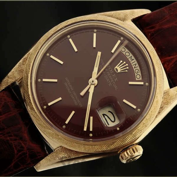 Rare Vintage 18KT Gold Rolex 1806 Day-date Oxblood Stella Dial ...