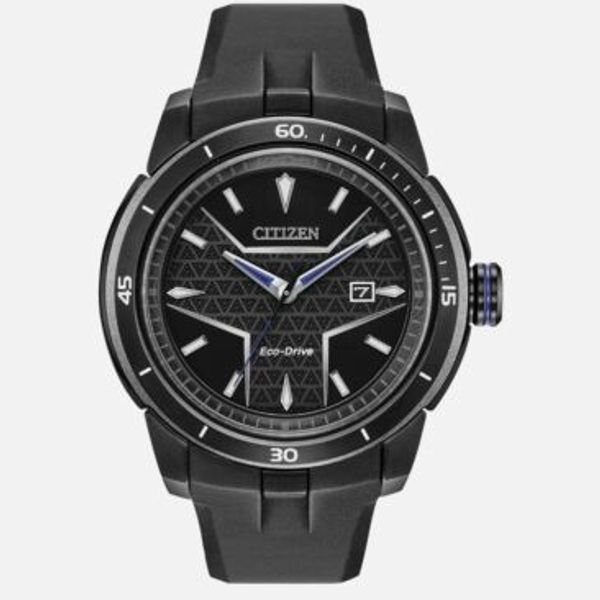CITIZEN BLACK PANTHER BLACK RUBBER MEN'S ECO-DRIVE WATCH AW1615-05W ...