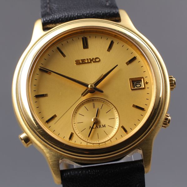 [MINT] Seiko Alarm 5T32-7A20 36mm Gold Dial Quartz Men's Watch From ...