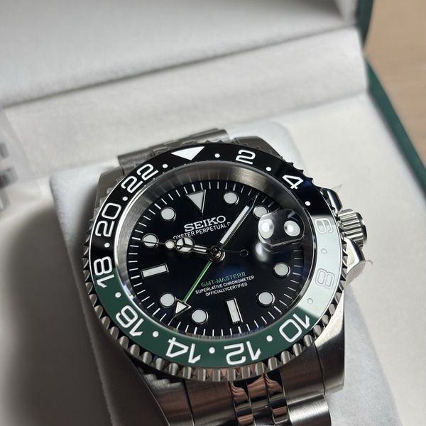 Seiko Mod GMT Sprite 40mm Black Green | WatchCharts Marketplace