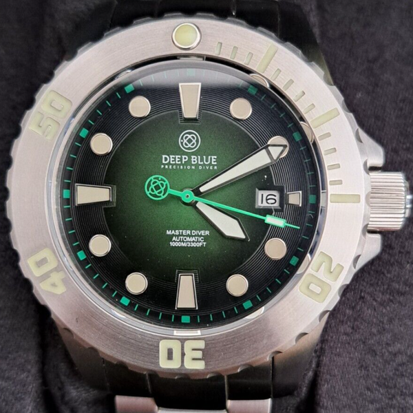 Deep Blue Master Diver 1000 Automatic 45mm Dive Watch Green Fade ...
