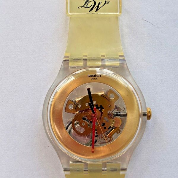 VINTAGE Swiss Swatch Gilt Ghost Watch (AG2012) | Gold Skeleton Dial ...