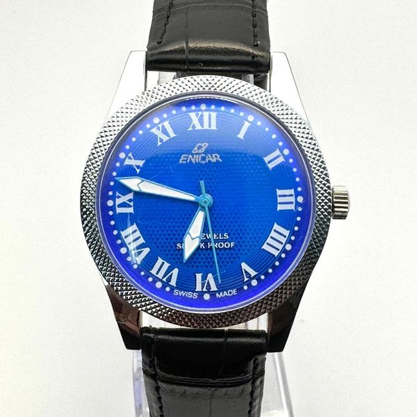 Vintage ENICAR, Manual Wind 17 Jewels Men Watch-Blue Dial, Used I-91 ...