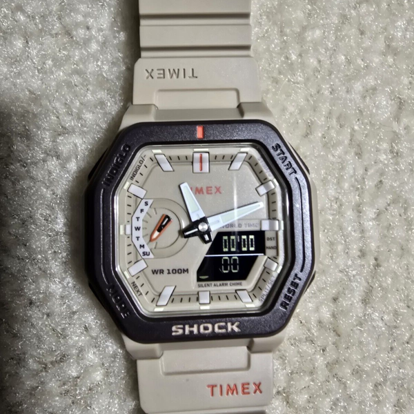 **EXCELLENT CONDITION** Men's Sand-Color Timex Shock Watch ...