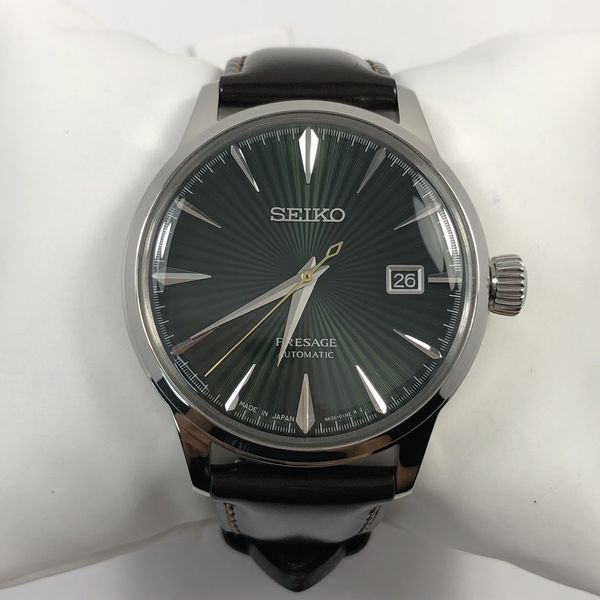Seiko Presage Cocktail Time Automatic Green Dial Men's Leather Watch ...