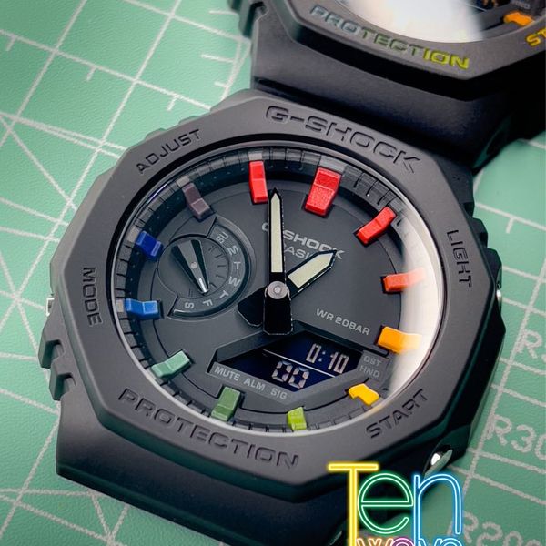 Casio G-Shock GA2100 GA2110 GA-2100 GA-2110 CasiOak with Custom Rainbow ...