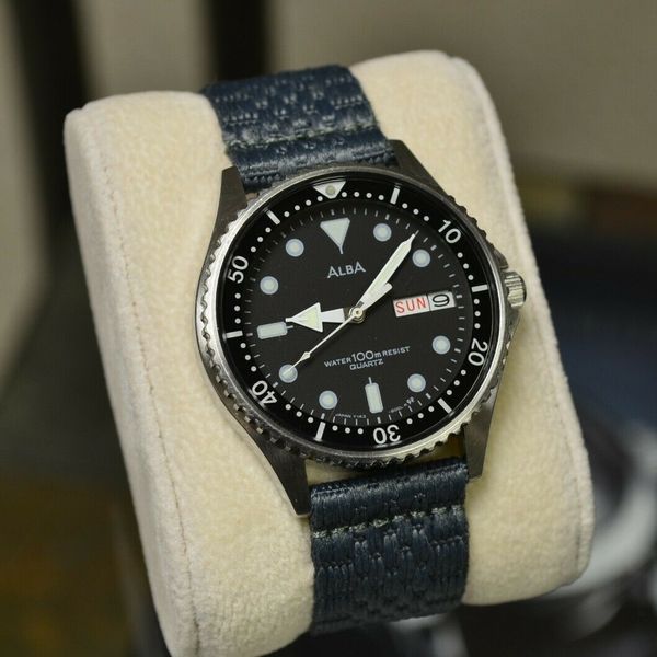 SEIKO ALBA Y143-6021 DIVER 100M QUARTZ DIVE WATCH INTERNAL BEZEL ...