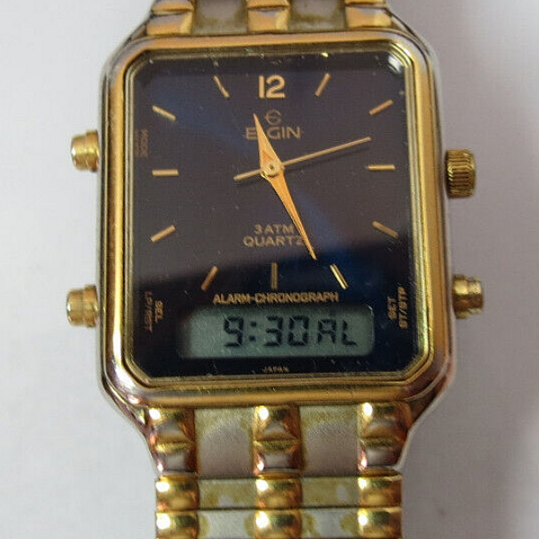 Elgin Mens Digital Chronograph Watch 100ft Water Resistant Japan FX211 ...
