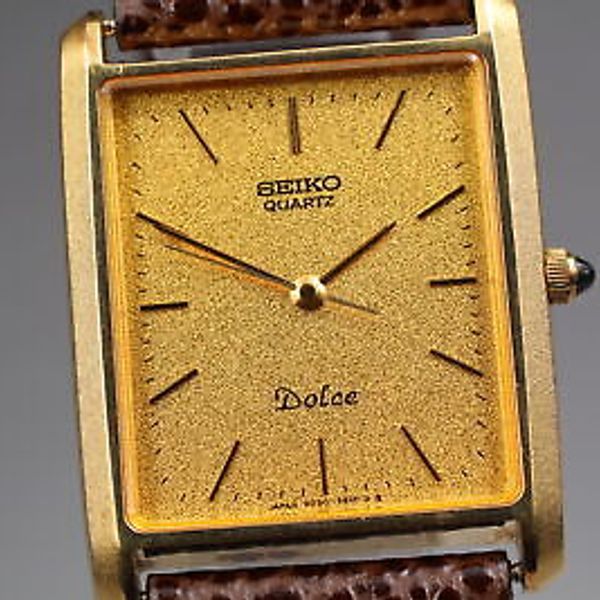 [Near MINT] Vintage Seiko Dolce 6030-5510 Gold Dial Square Quartz Men's Watch | WatchCharts ...