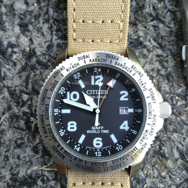 Citizen BJ7100-82e Promaster Eco-Drive GMT Watch with 2 Extra Straps ...