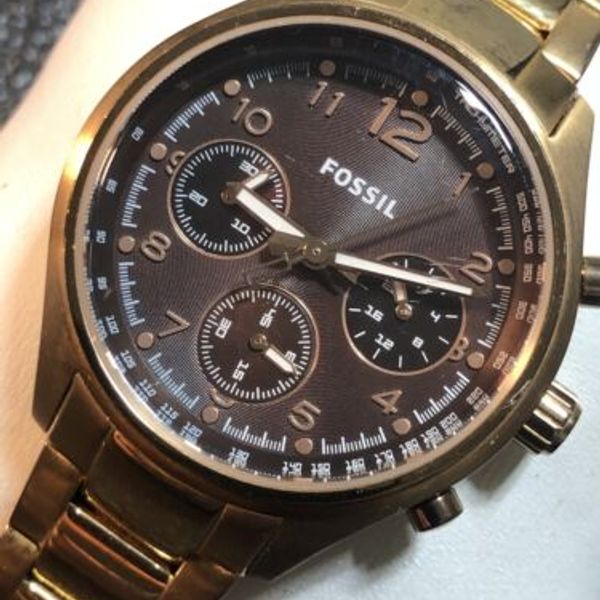 Fossil Womens Watch CH-2793 Chronograph Tachymeter Bezel Rose Gold Tone ...