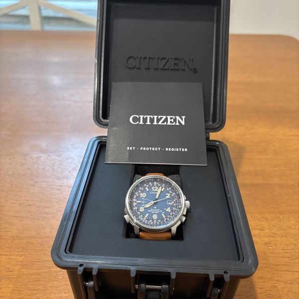 NEW Citizen CB0241-00L Air Skyhawk Promaster Sapphire Blue Dial Leather ...