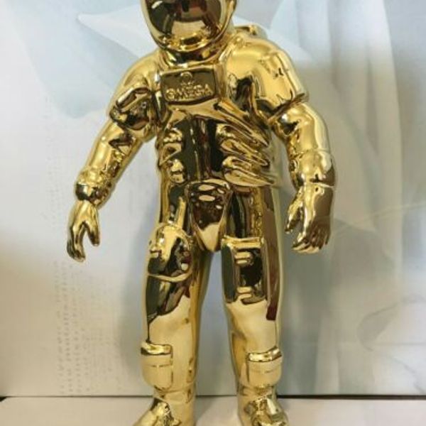 Large Omega gold astronaut statue figure moon watch speedmaster display ...