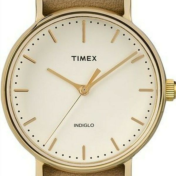 DISPLAY Timex Unisex Fairfield 37 Taupe Leather Strap Watch TW2P98400 ...