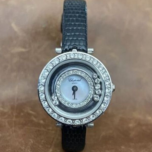 925 Chopard Genève ARGENT PLAQUE OR G 20M SWISS Wrist Watch Black ...