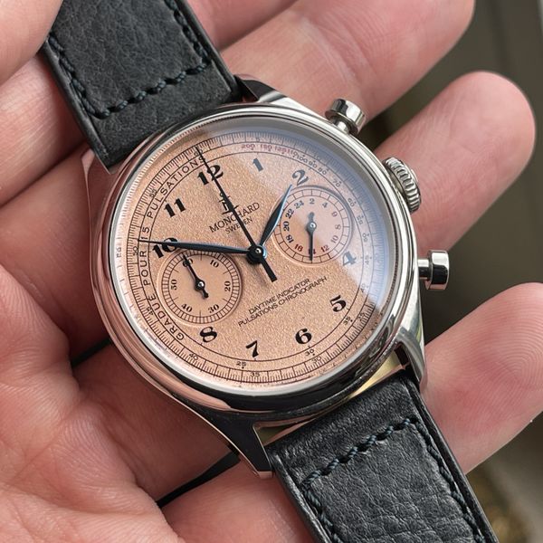 [$899 USD] Monchard Pulsations Salmon chronograph Seiko VK64 microbrand ...