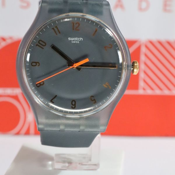 New Swiss Swatch Nuit Blue Dark Gray Dial UNisex Watch SUOM105 New Gent ...