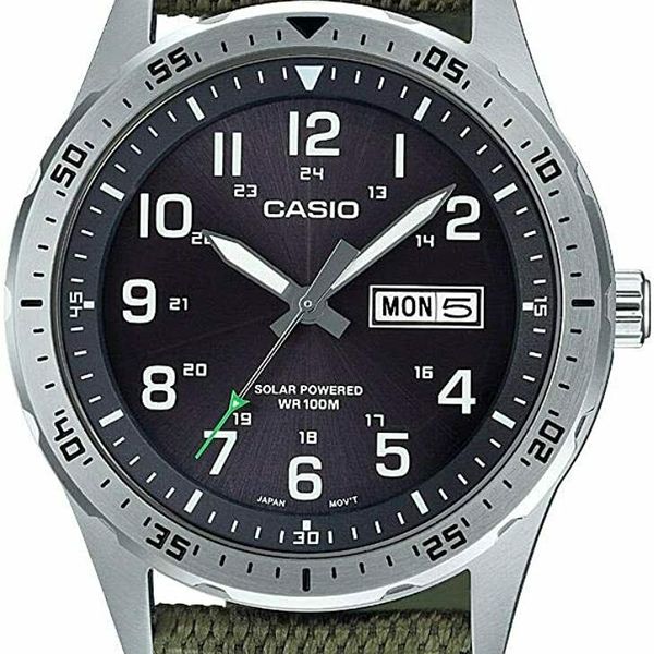 Casio Men's Solar Green Cloth Strap50mm Watch MTPS120L-3AV ...