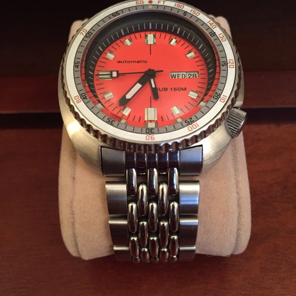 FS: Seiko 6309-7040 - Orange Soxa mod with beads of rice bracelet ...