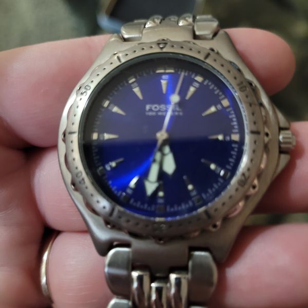 Fossil watch men 2000 Model Blue Face | WatchCharts Marketplace