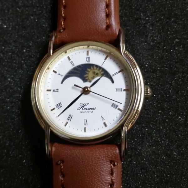 Montre vintage HermÃ¨s femme phase de lune quartz avec pile et bracelet ...