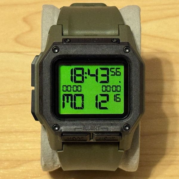Nixon The Regulus Surplus Carbon Green Dial Olive Men's Surf Skate ...