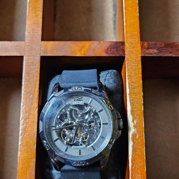 42mm Relic By Fossil Skeleton Automatic Watch (ZR11853) Rubber Band ...