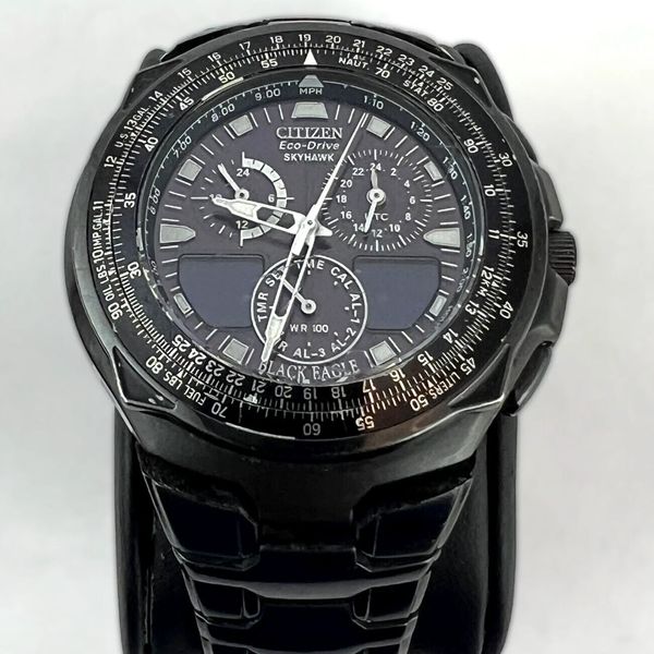 RARE! Citizen SKYHAWK Black Eagle Pilot Eco-Drive Watch. Solar Powered ...
