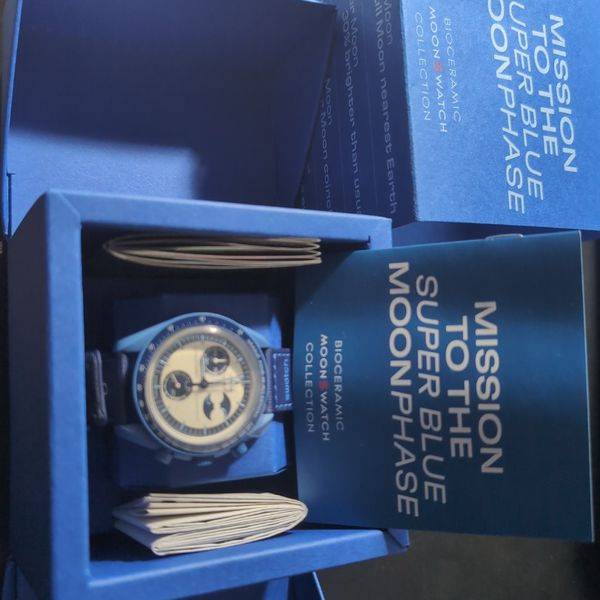 Bioceramic MoonSwatch Super Blue Moonphase Watch | WatchCharts Marketplace