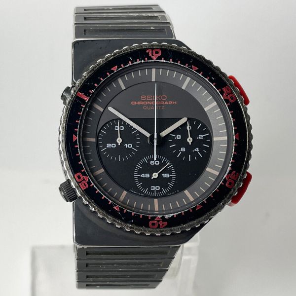 Vintage 80's Seiko Speedmaster Watch 7A28-6000 black Bishop Aliens ...