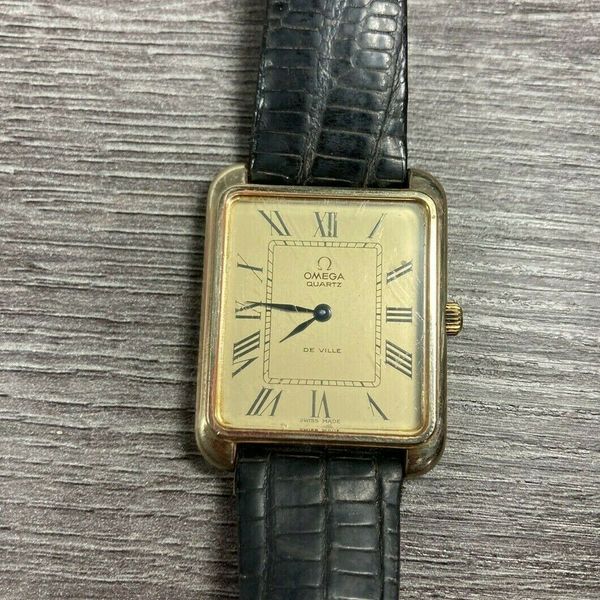 OMEGA De Ville Men's Quartz Watch 10K GF OMEGA DeVille Tank Square ...