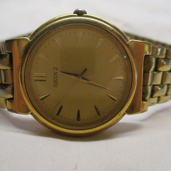 Seiko - V701-1S50 - Mens - 32mm Gold Tone - Quartz Watch - New Battery | WatchCharts Marketplace
