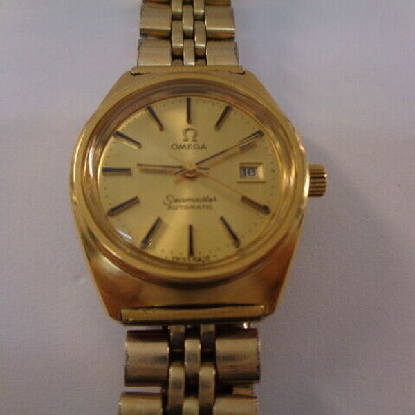 OMEGA SEAMASTER LADIES WATCH DATE AUTOMATIC GOLD PLATED CAL 684 ...