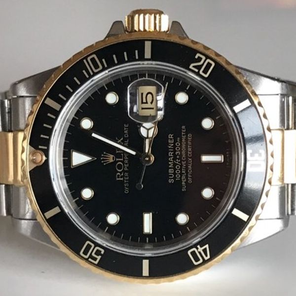 FS: Rolex 16803 Submariner Date 18k Stainless Steel Two Tone Black ...