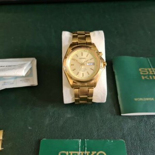 Vintage Seiko Kinetic Watch 5M43-OE70 Gold Plated Day/Date 50M ...