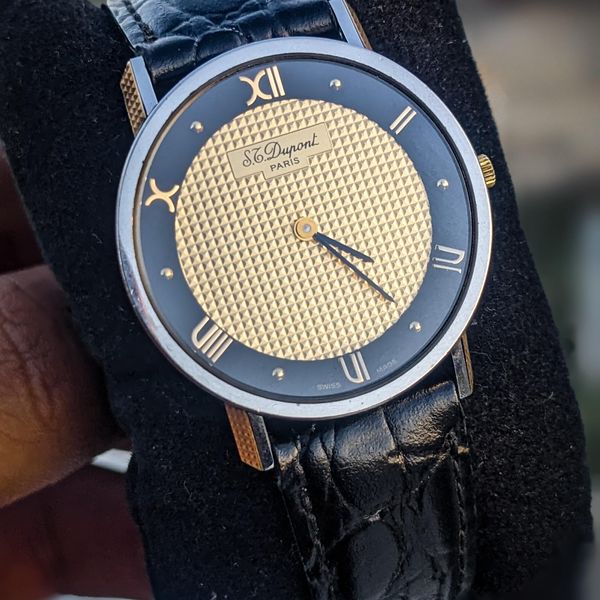 [wts] S.T DUPONT HONEYCOMB RONDE PARIS Gold watch ref 199.11 swiss ...