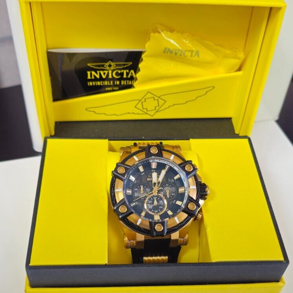 Mens Invicta BOLT Tritnite Night Glow Model 35548 Black & Gold w/Box ...