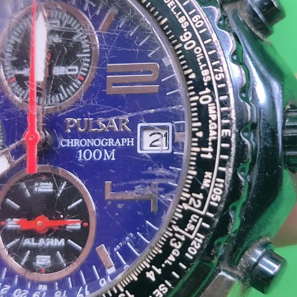 PULSAR Chronograph Wristwatch Watch RUNS Date 7T62-X041 SEIKO MOVEMENT ...