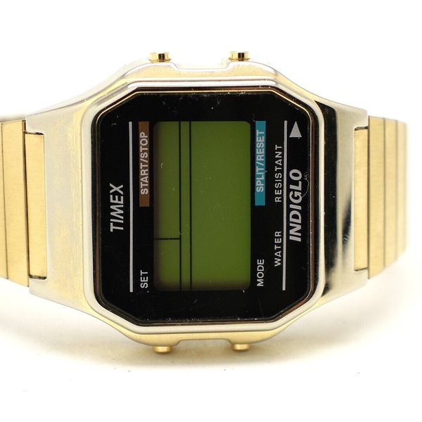 Timex T78587 Gold Tone Retro Digital Men's Watch 555 NEEDS Battery ...