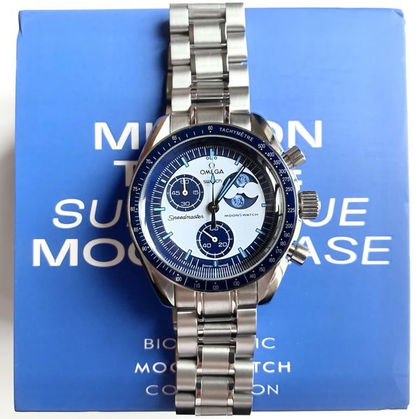â ±ï¸ OMEGA X Swatch Speedmaster MoonSwatch Super Blue Moon Phase Metal ...