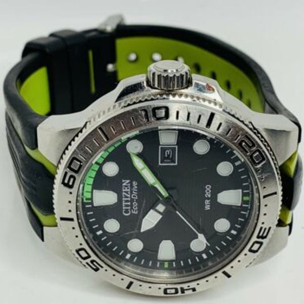 Citizen Eco Drive WR200 Lime Green Divers Watch | WatchCharts Marketplace